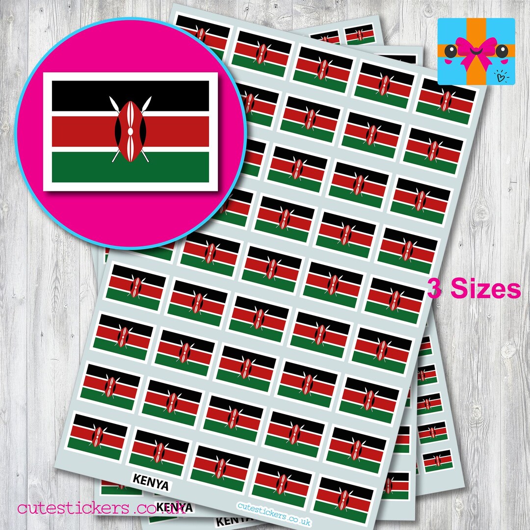 Kenya Flag Stickers / Flag of Kenya Stickers / 3 Sizes: 10mm X 7mm ...
