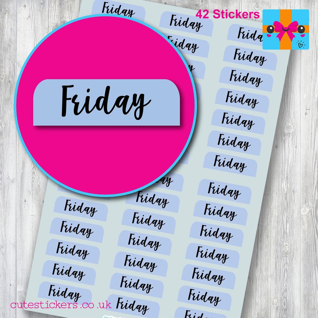 Friday Planner Stickers / 42 Small Tab Style Day of the Week Stickers ...