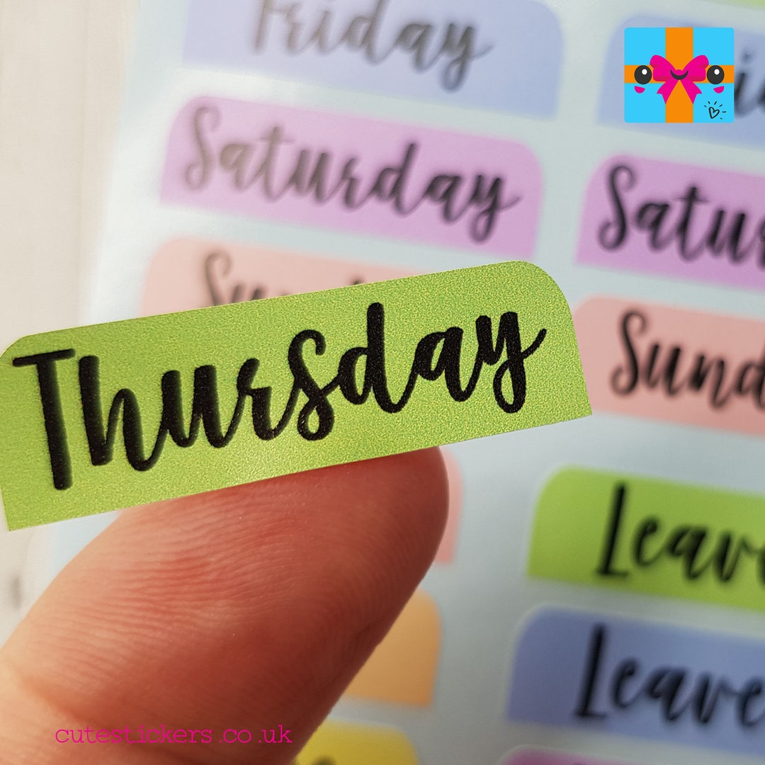 Days of the Week Planner Stickers / 24 Functional Week Days Planner ...