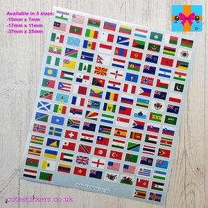 254 Flags of the World Stickers / Country Flag Stickers / 3 Sizes ...