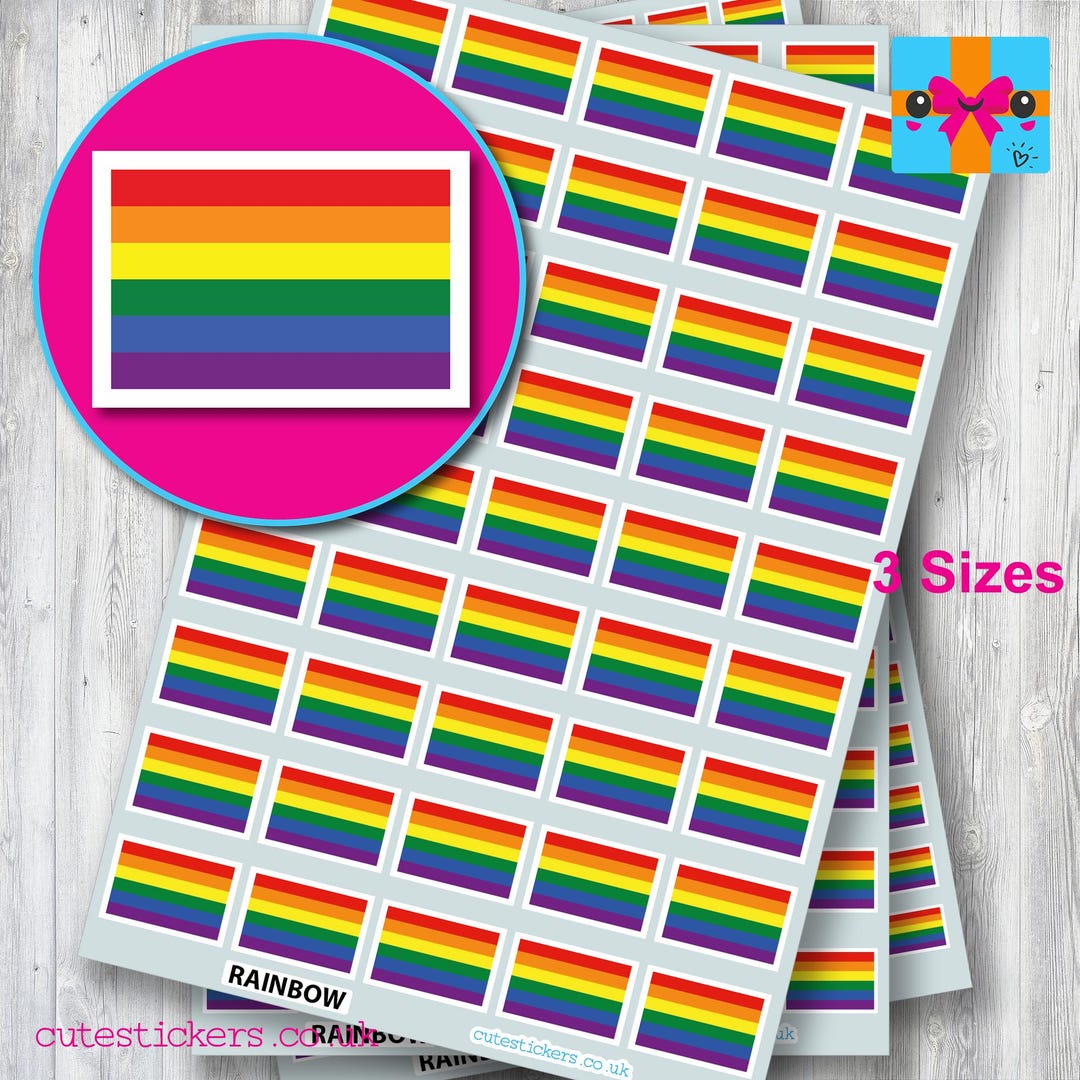 Rainbow Pride Flag Stickers LGBTQ+ / 3 Sizes: 10mm X 7mm, 15mm X 10mm ...