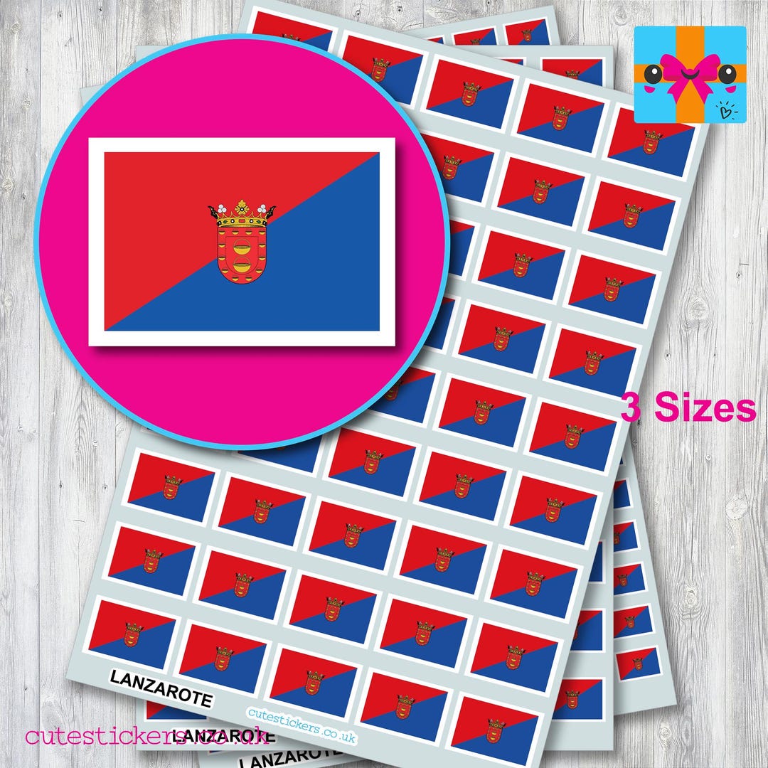 Lanzarote Flag Stickers / Small Flag Stickers / 3 Sizes - 10mm X 7mm ...