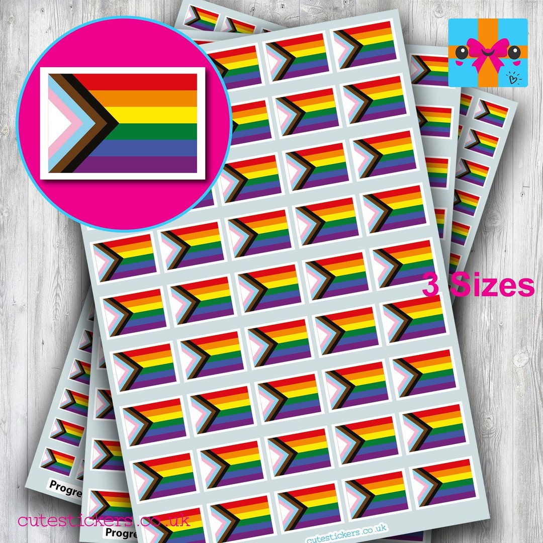 Inclusive Progress Pride Flag Stickers / LGBTQ+ Stickers / 3 Sizes: 10mm X 7mm, 15mm X 10mm ...