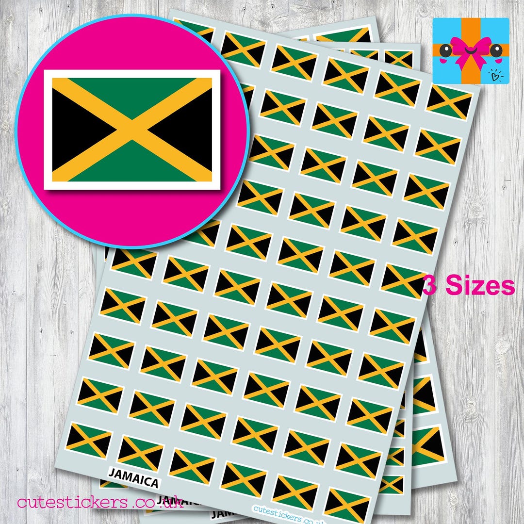 Jamaica Flag Stickers / Small Flag Stickers / Caribbean Flag Stickers ...