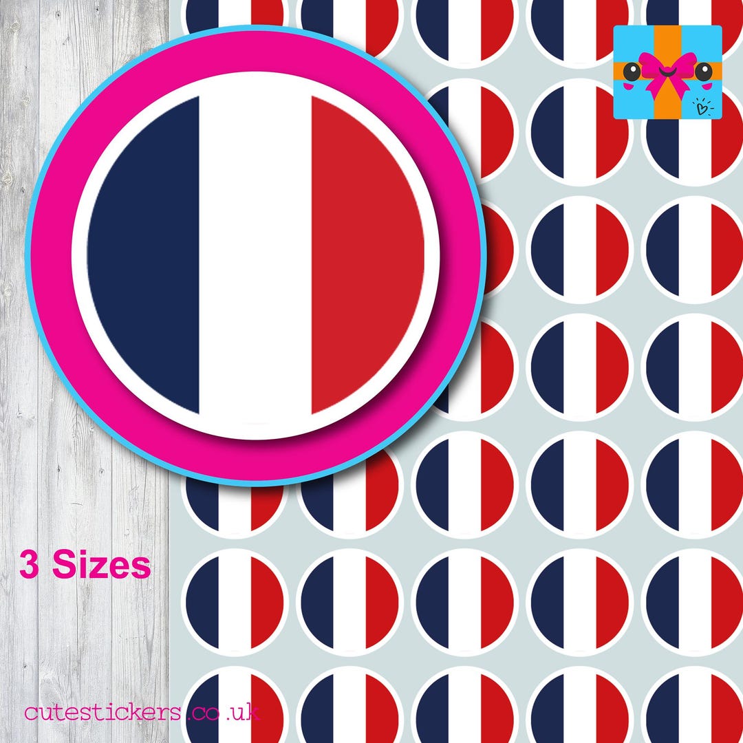 ROUND France French Flag Stickers / 3 Sizes Round Flag of France ...