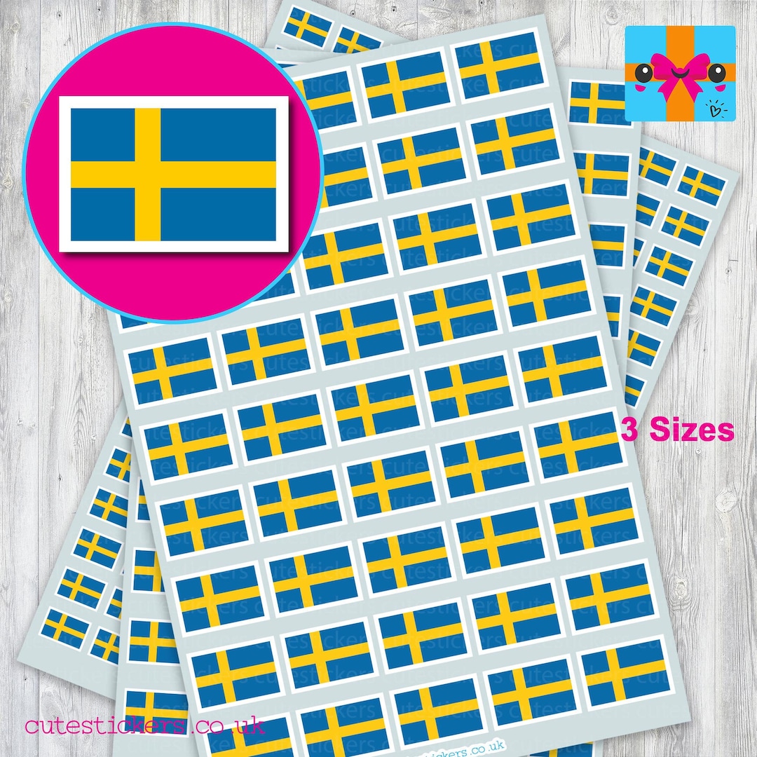 Swedish Flag Stickers / Flag of Sweden Stickers / 3 Sizes: 10mm X 7mm ...