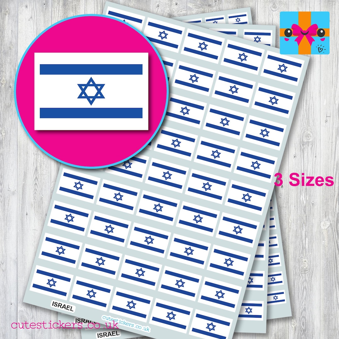 Israel Israeli Flag Stickers / 3 Sizes: 10mm X 7mm, 15mm X 10mm, 20mm X ...