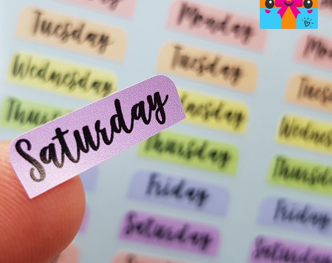 Days of the Week Planner Stickers - 17 Color Palettes Available! - Etsy
