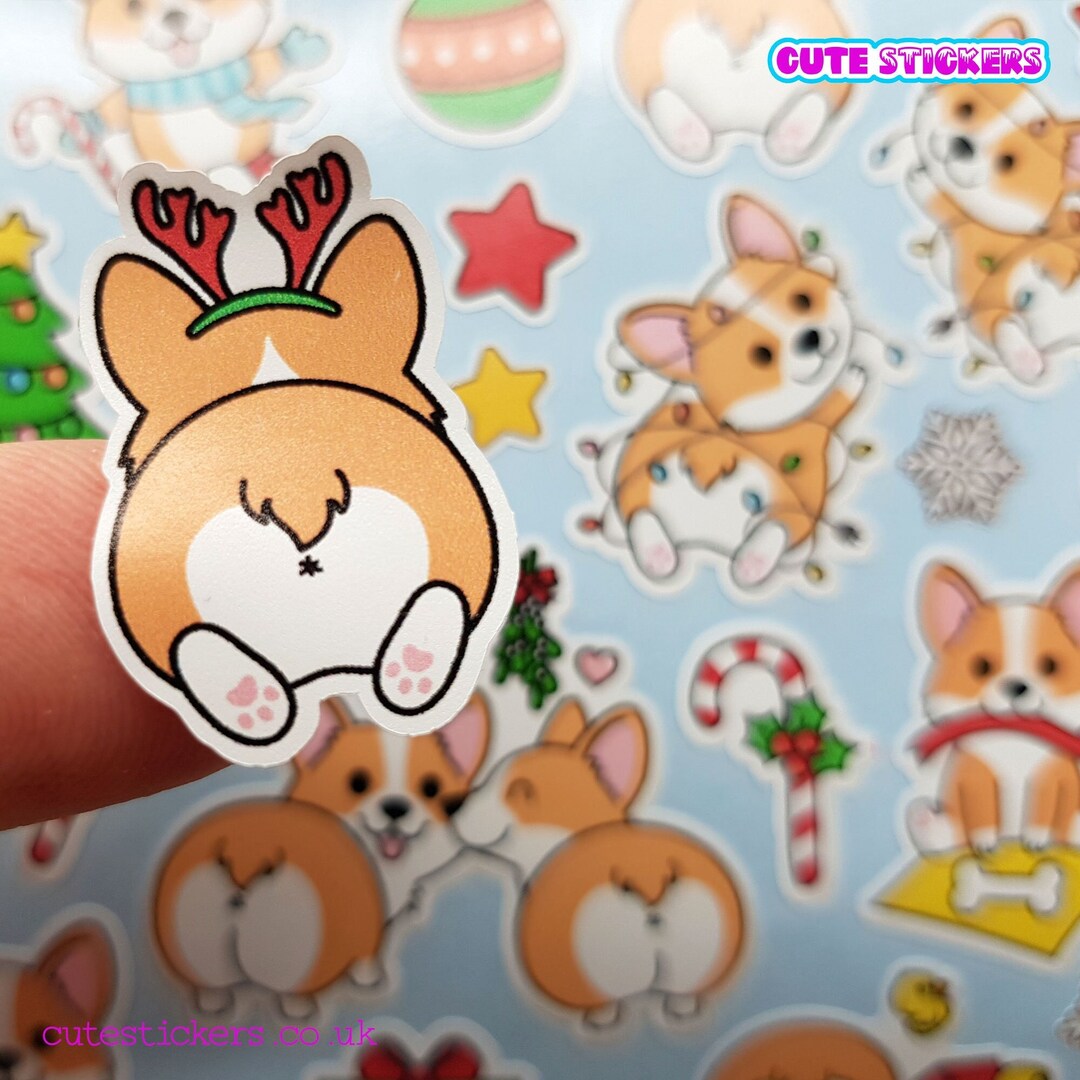 Corgi Stickers / 36 Cute Kawaii Christmas Corgi Stickers / Matte Vinyl ...