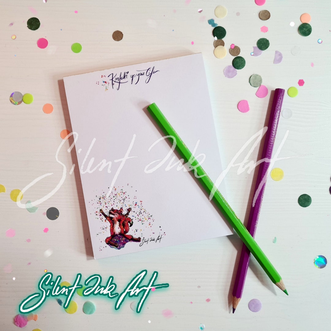 Notepad DIN A6 / Animal Motif / Confetti / Fox / Namaste / - Etsy