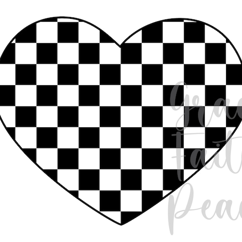Checkered Heart Svg Dxf Jpg Png - Etsy