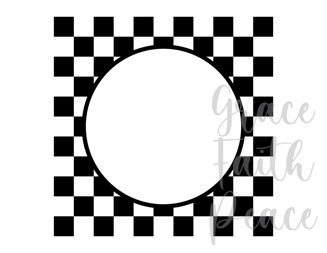 Checkered Circle Monogram Frame, Svg, Dxf, Jpg, Png - Etsy