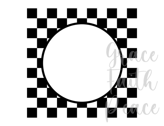 Checkered Circle Monogram Frame Svg Dxf Jpg Png - Etsy