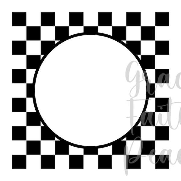 Checkered Circle Svg - Etsy