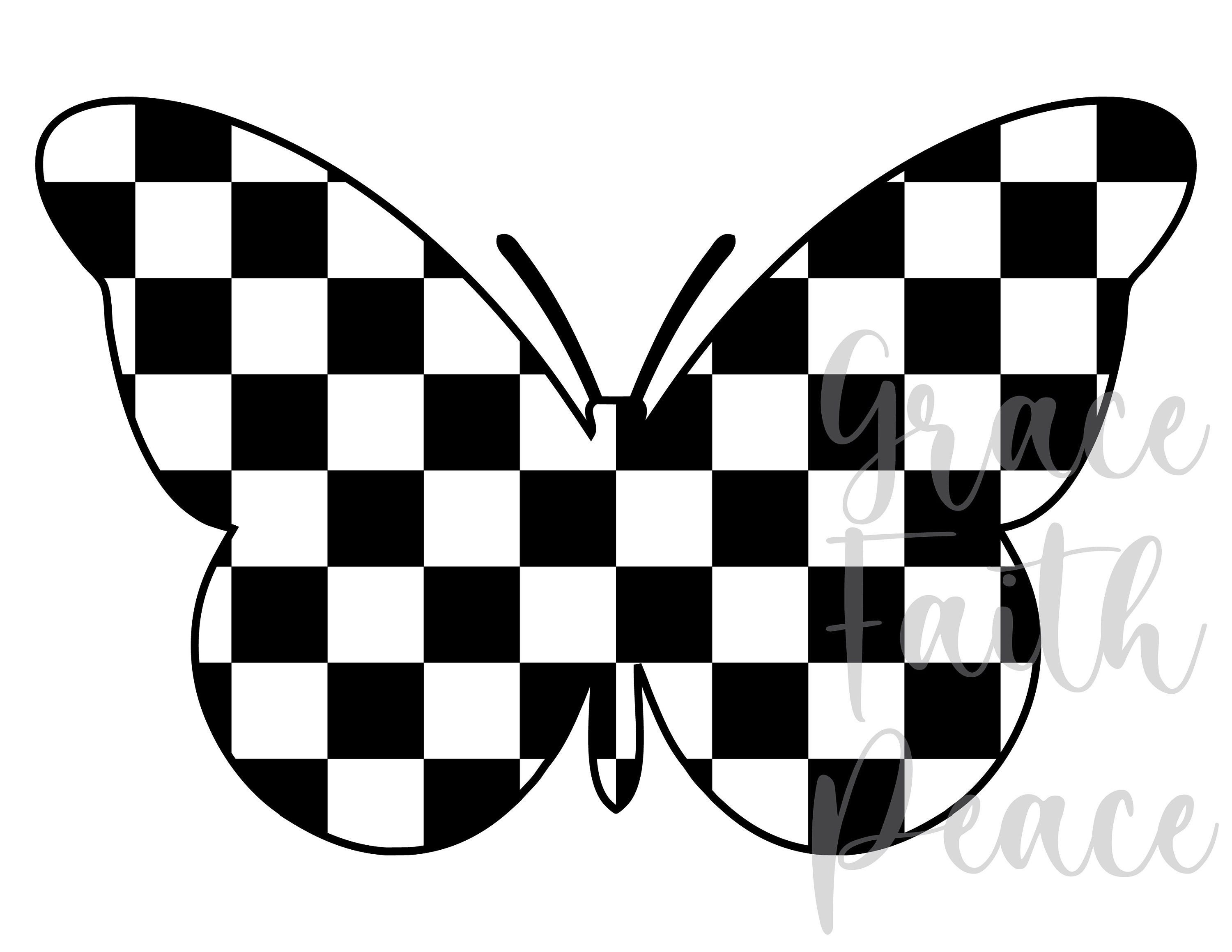 Checkered Butterfly, Svg, Dxf, Jpg, Png - Etsy