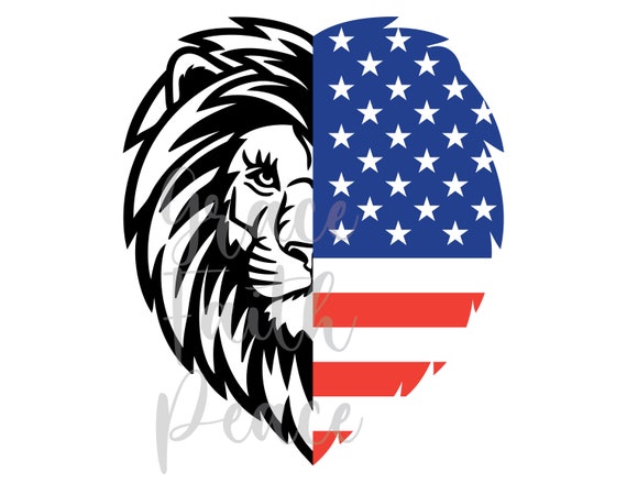 Lion American Flag Face Svg Dxf Jpg Png - Etsy