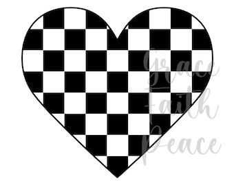 Checkered Heart svg dxf jpg png | Etsy
