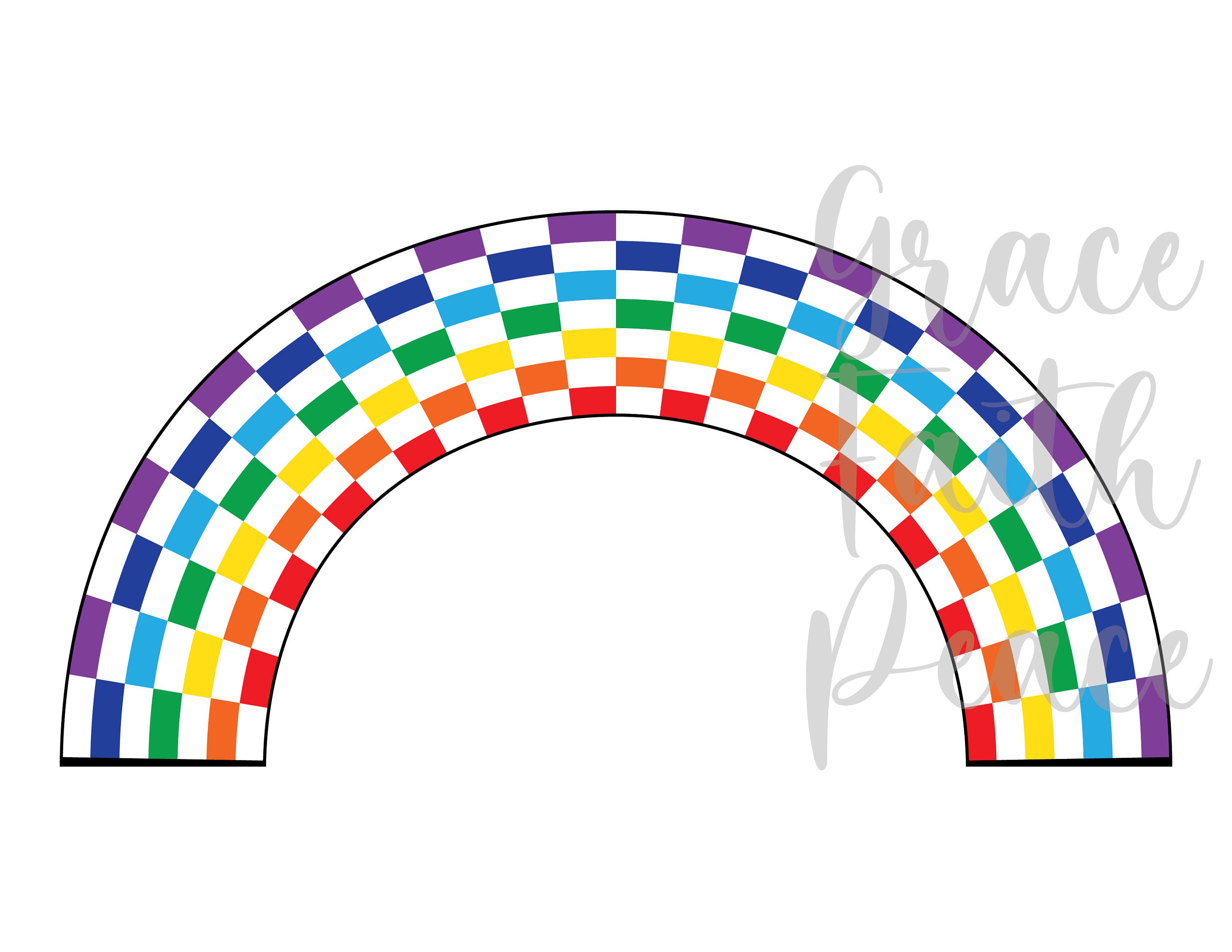 Checkered Rainbow, Svg, Dxf, Jpg, Png - Etsy