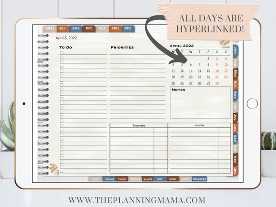Paper Paper & Party Supplies Monthly Hyperlinked Planner July 2021 ...
