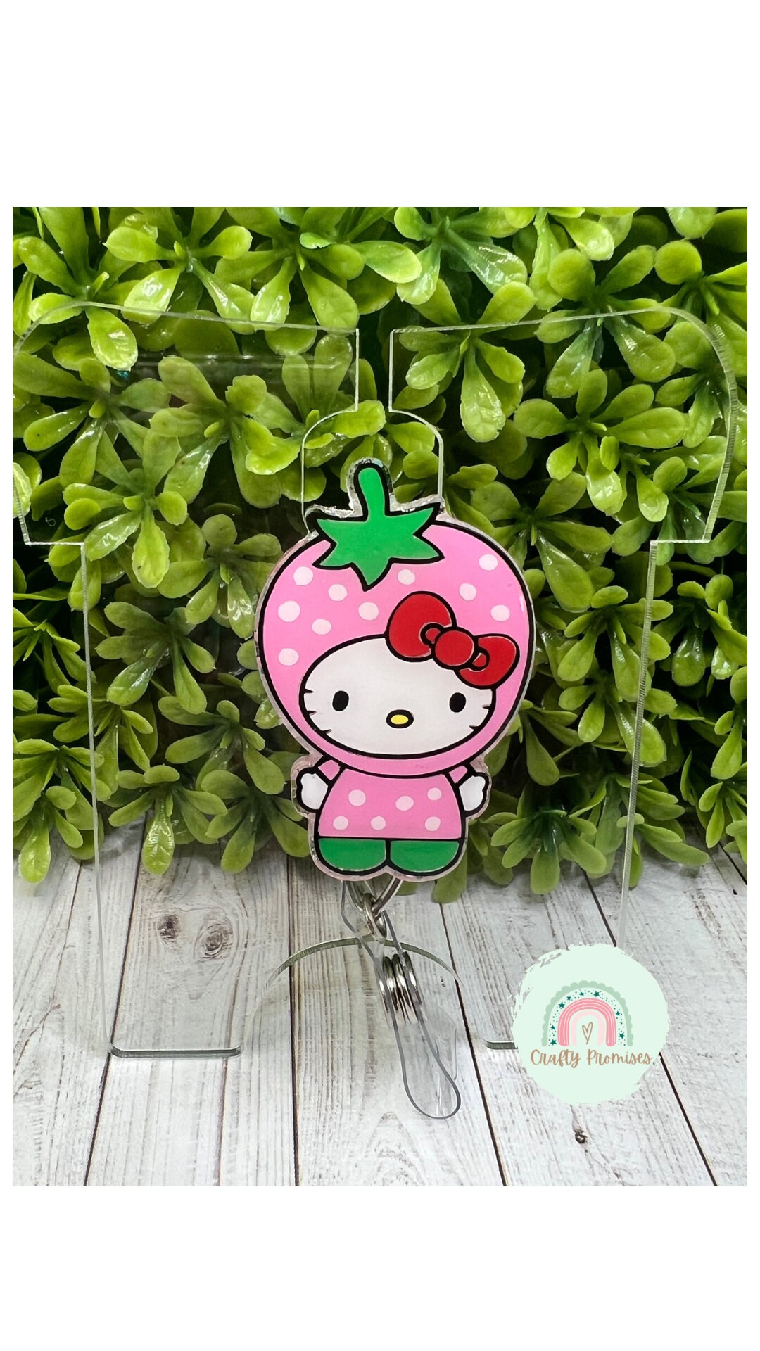 Kitty Strawberry Badge Reel, Cute Cat Badge ID Holder Summer Badge ...