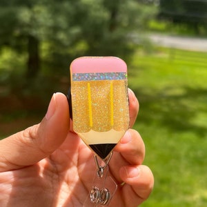 Pencil Badge Reel, Cute Pencil Gift Badge ID, Teacher Appreciation Gift ...