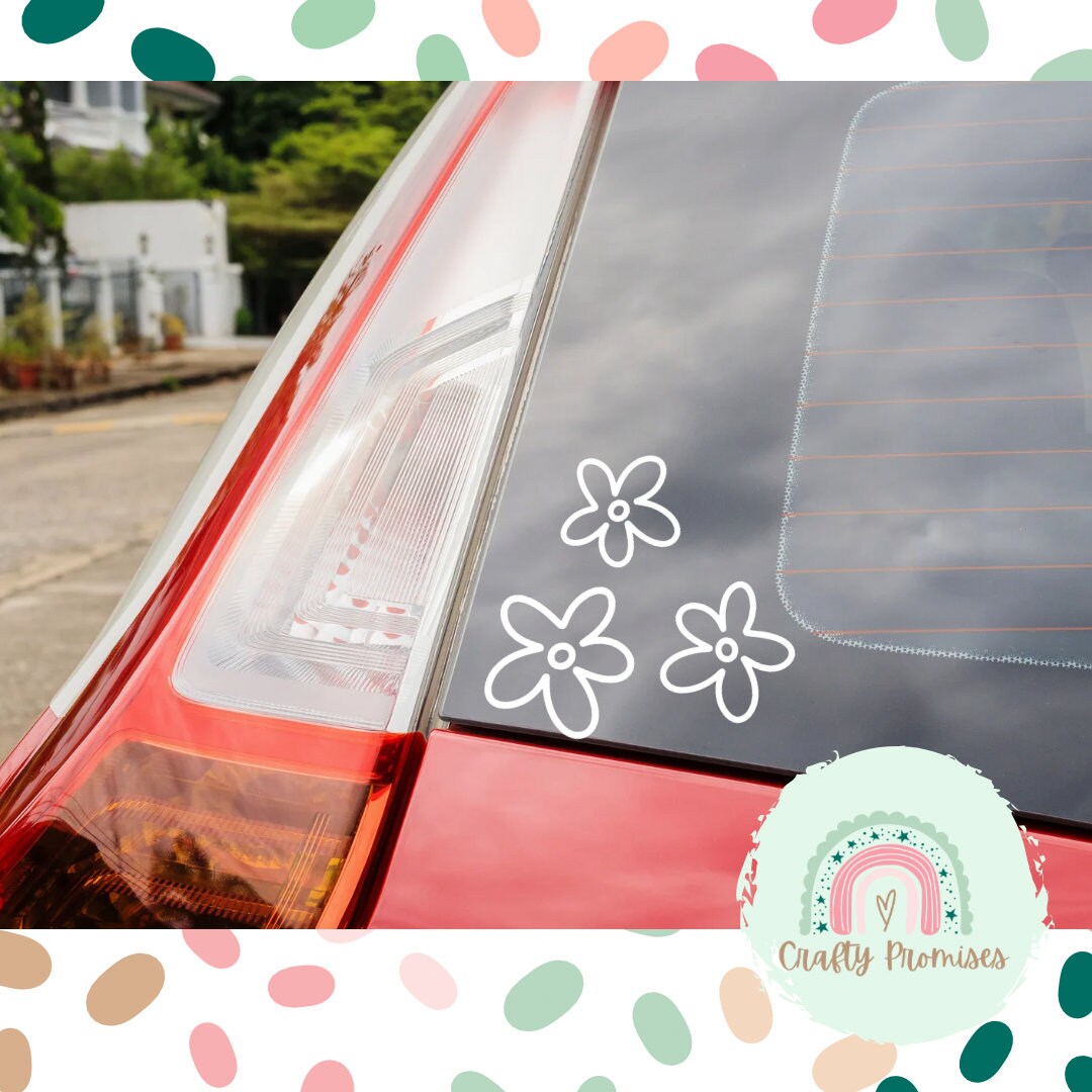 Retro Flower Car Decal, Car Decal for Millennial Girly, Sassy Car Decal ...