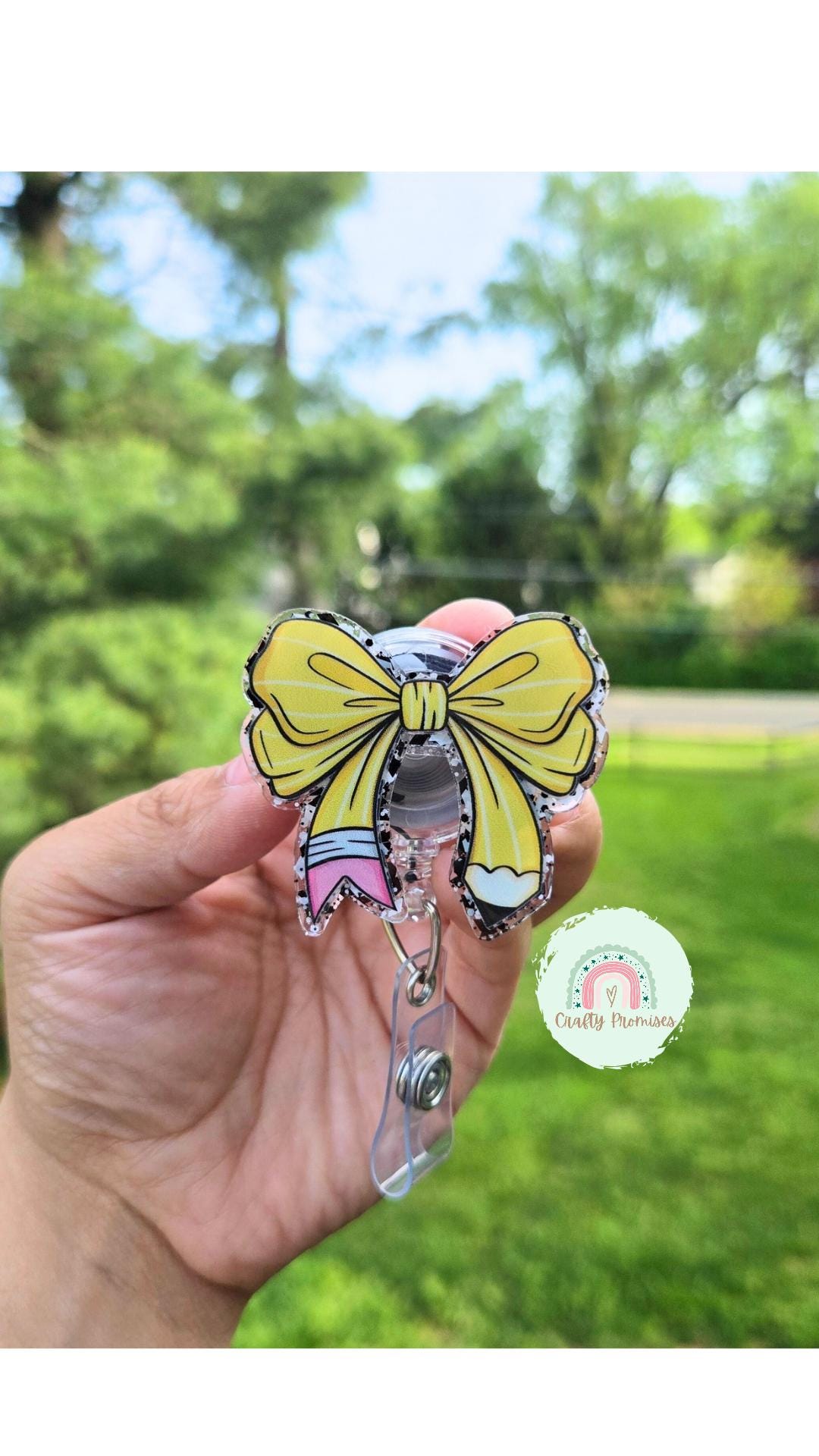 Coquette Pencil Bow Badge Reel, Teacher Badge ID Gift, Thank You Gift ...