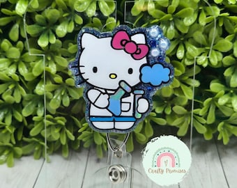 Laboratory Kitty Scientist Lab Tech Cute Retractable Badge Reel Lab ...