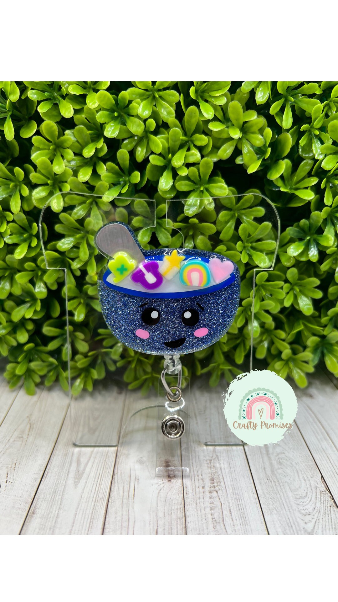 Cereal Bowl Badge Reel, Cute Lucky Charms Badge ID Holder, Coworker ...