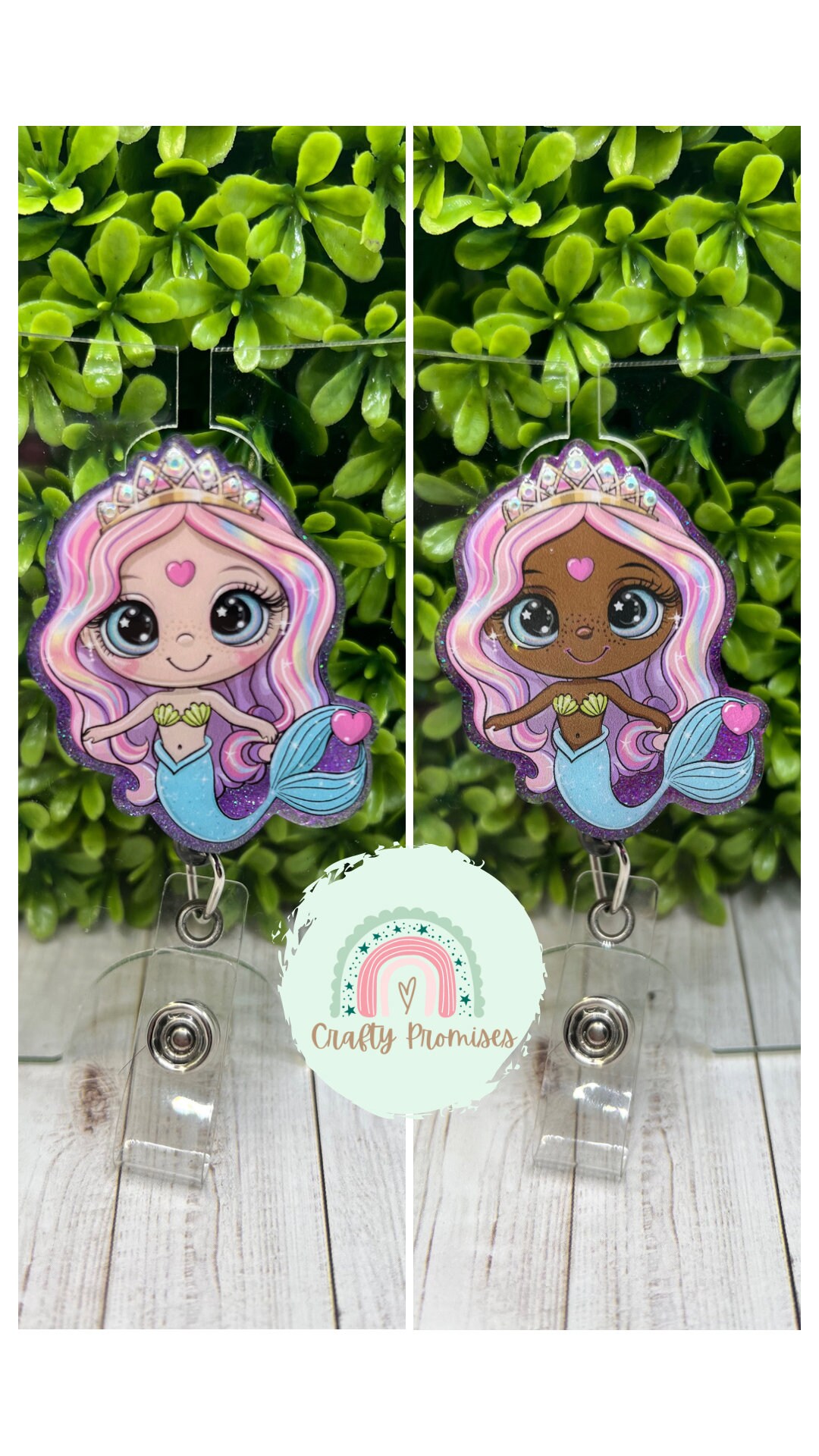 Mermaid Princess Badge Reel, Mermaid Tiara Badge ID Holder, Mermaid ...