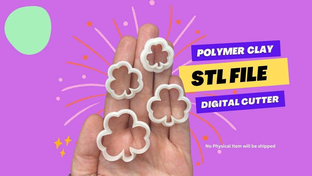 Shamrock Clover STL FILE Sharp Polymer Clay Cutter Design Irish St ...