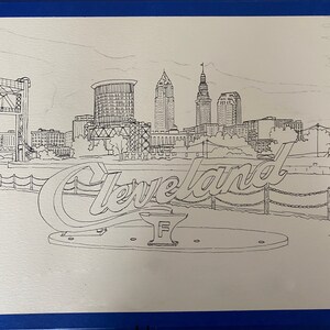 Cleveland Skyline | 8x10 and 11x14 Inch | Watercolor Cleveland Ohio Art ...