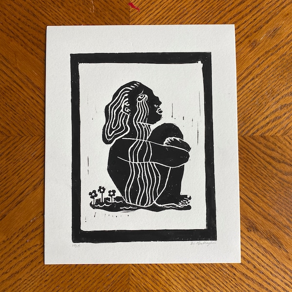Linocut People Print - Etsy