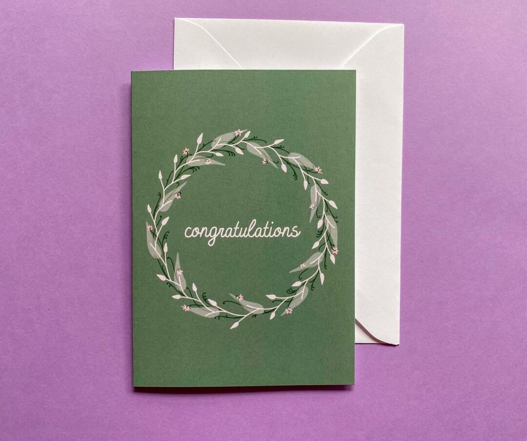 Congratulations Plant Greeting Card| Green Leaves Thank You Note Card 4 ...