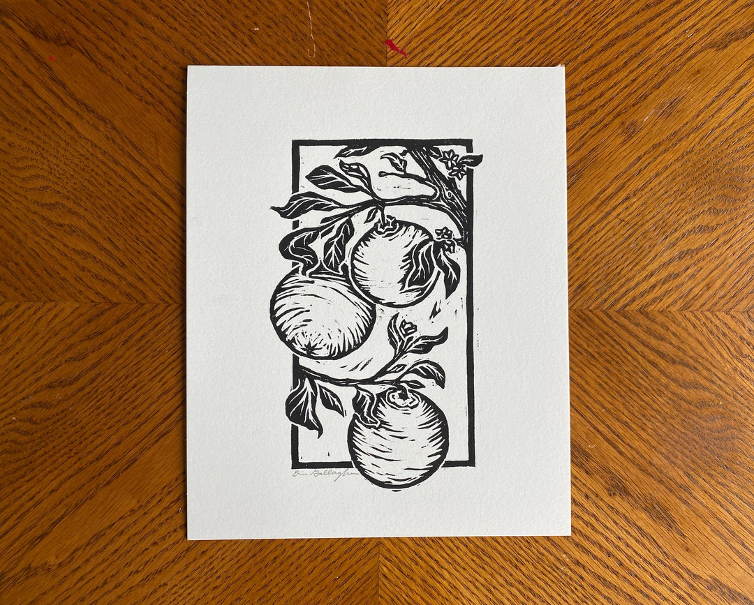 ORANGE TREE | 8x10 Inch | Original Linocut Print | Limited Edition - Etsy