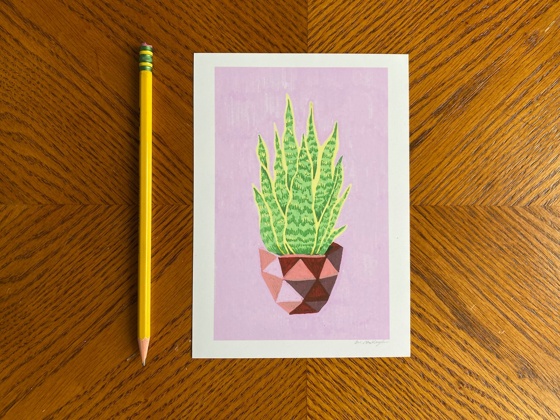 Snake Plant 5x7 Inch POSCA Acrylic Paint Pen Drawing Art Print - Etsy