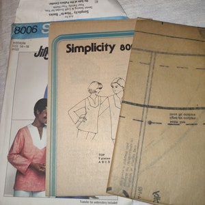 Vintage 1977 Simplicity Jiffy Pattern 8006 Pullover Top Sewing Pattern ...