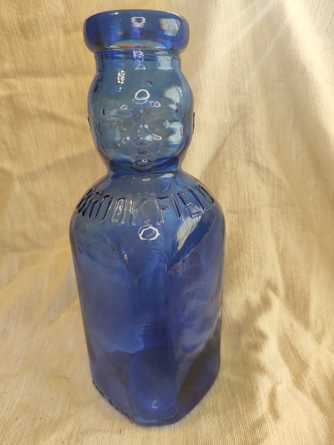 Brookfield Milk Bottle - Cobalt Blue Glass Cream Top Milk Bottle - Baby ...