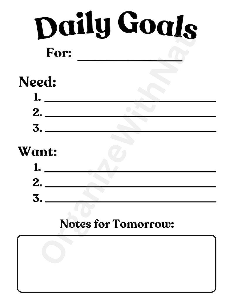 Printable Monthly, Weekly, and Daily Goals Planner Set - Etsy