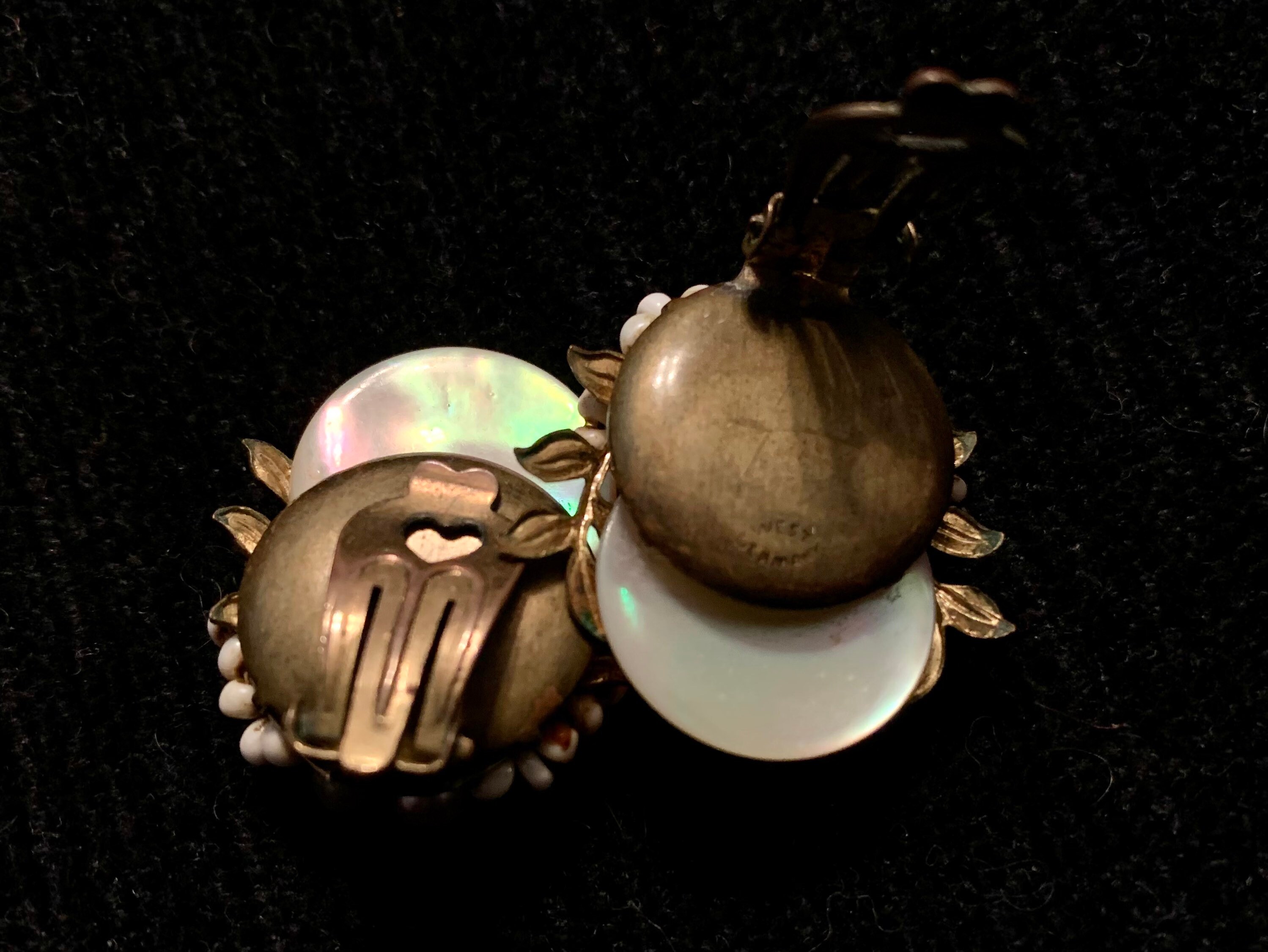 Vintage Unsigned Miriam Haskell Mother of Pearl and Wired Seed Bead ...