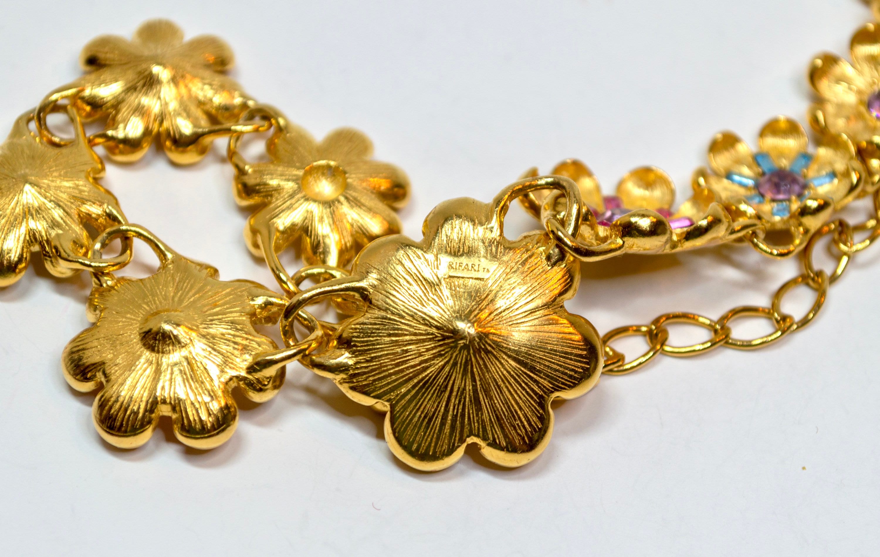 RARE Signed Vintage TRIFARI TM Pastel Multi Color Flower Runway Statement Necklace and Earrings ...