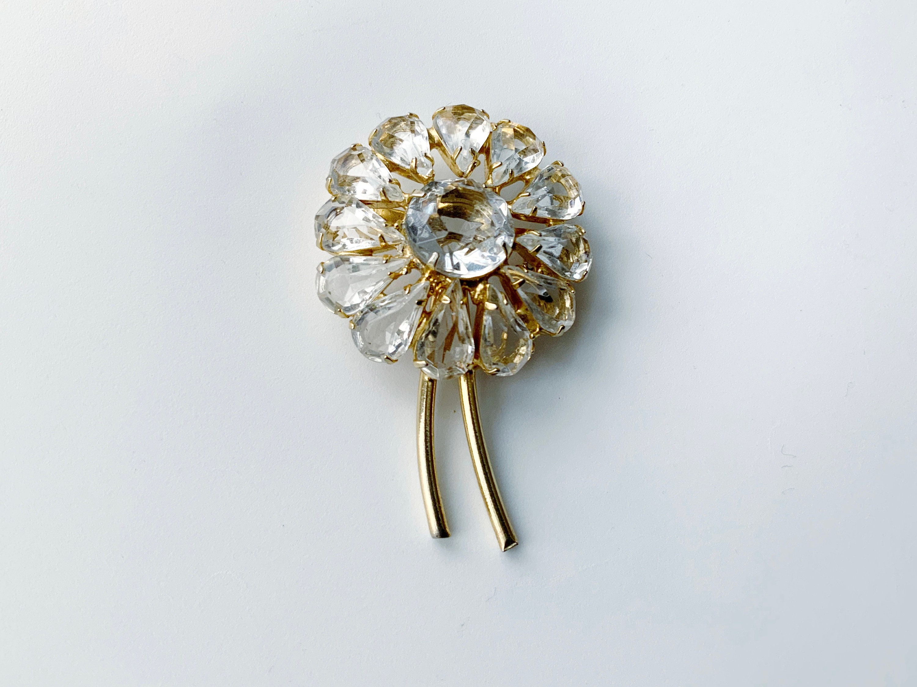 Vintage Swarovski Style Open Back Unfoiled Rhinestone Crystal Flower ...