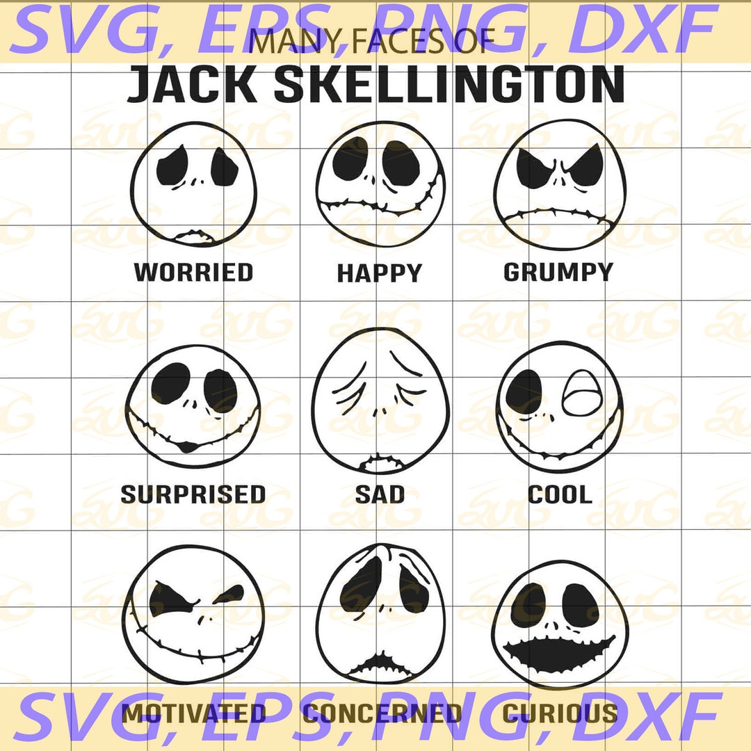 Many Faces of Jack Svg Tim Burton Svg Halloween Svg - Etsy