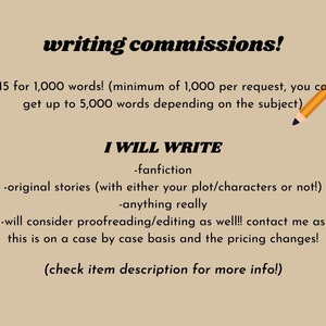 Writing Commissions read Description - Etsy