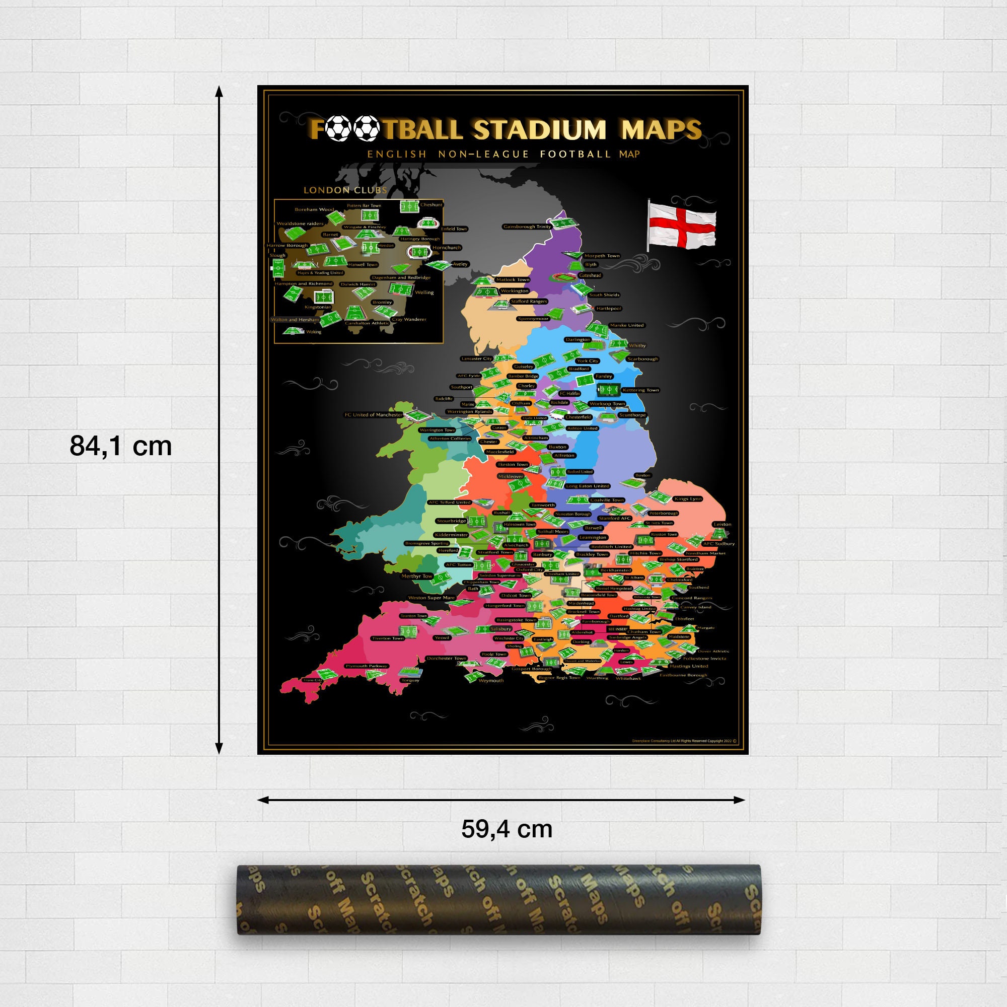 English Non Leagues Scratch off Stadium Map , Poster Reveals Images of ...
