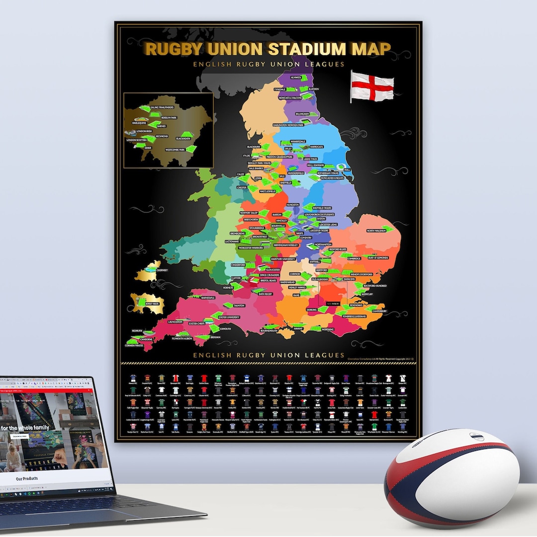 English Rugby Union Scratch-off Map - Etsy UK