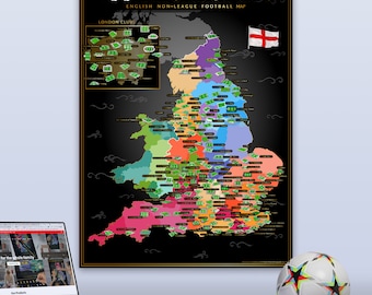 English Leagues 24/25 Scratch off Stadium Map , Poster Reveals Images ...