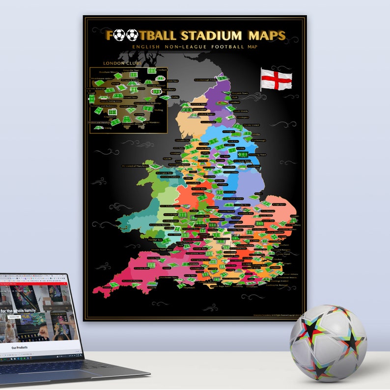 English Non Leagues Scratch off Stadium Map , Poster Reveals Images of ...