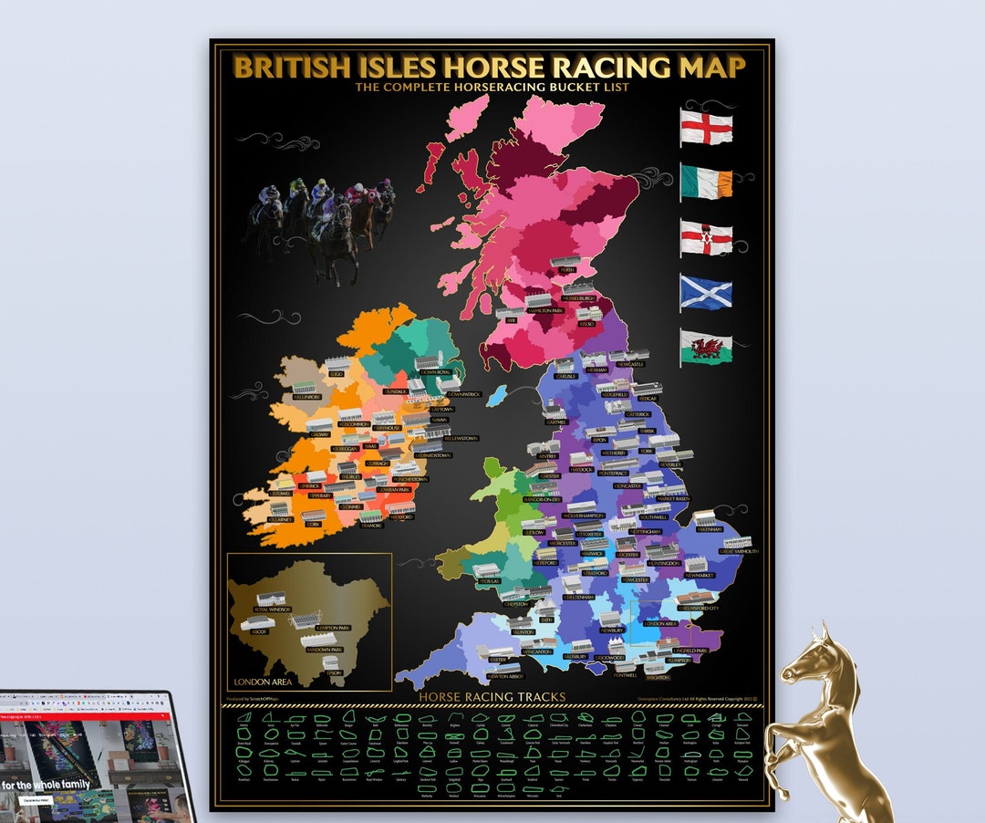 British Isles Scratch off Horse Racing Map - Etsy