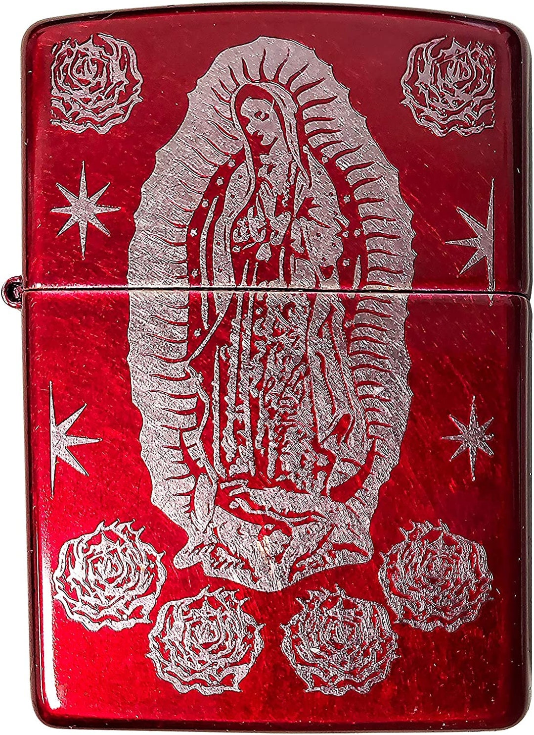 Zippo Custom Lighter Our Lady of Guadalupe Regular Candy Apple Red ...